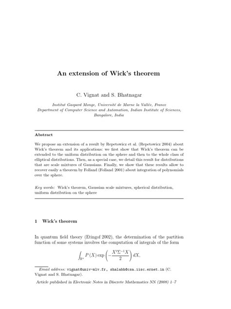 an extension of wick s theorem c vignat and s bhatnagar pdf normal distribution