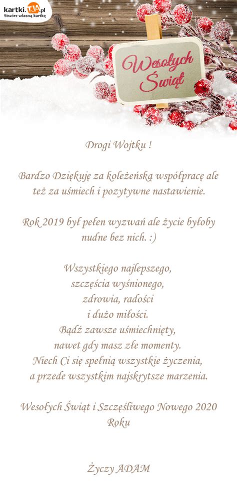 Bardzo Dziękuję za koleżeńską współpracę ale też za uśmiech i pozytywne