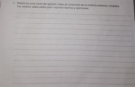 y perfeccionarse Redacta una carta de opinión sobre el contenido de la