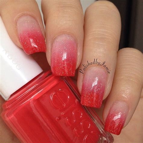 Ombre Glitter Nails Red
