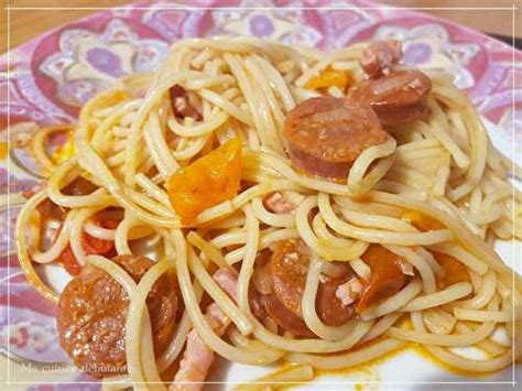 Spaghettis aux lardons chorizo avec cookeo de Ma cuisine débutante et