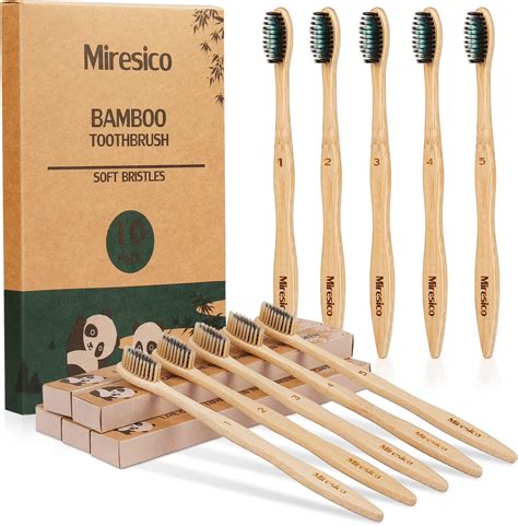 Amazon Miresico Bamboo Toothbrushes Soft Bristles 10 Pack Eco