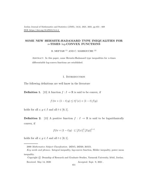 pdf some new hermite hadamard type inequalities for n times log convex functions
