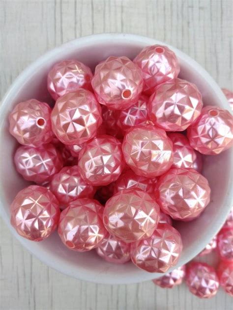 20mm Pink Square Dimpled Pearl Bubblegum Beads 10ct Gumball Etsy Bubblegum Beads Etsy Beads