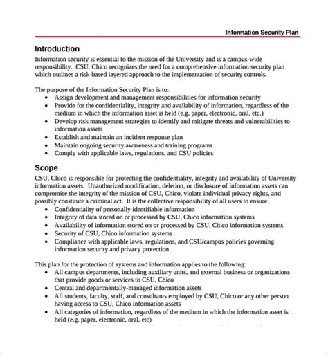 FREE 8 Sample Security Plan Templates In PDF MS Word Google Docs