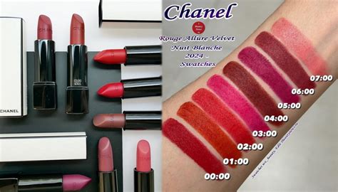 Свотчи новых губных помад Chanel Rouge Allure Velvet Nuit Blanche 2024