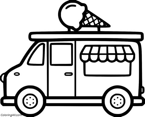 Easy Ice Cream Truck Coloring Page ColoringAll