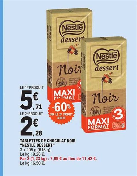 Promo Tablettes De Chocolat Noir Nestlé Dessert chez E Leclerc