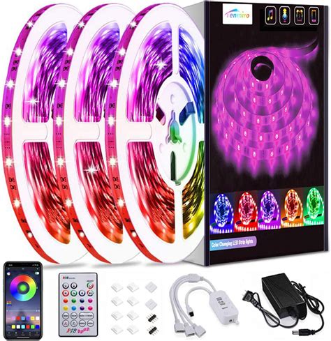 50ft Led Strip Lights Tenmiro Smart Led Light Strips Music Sync Color