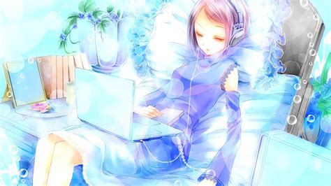 Papel de parede ilustração olhos fechados Anime Meninas anime