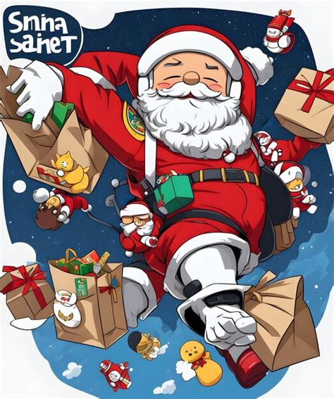 Un Santa Claus De Dibujos Animados Con Regalos Foto Premium