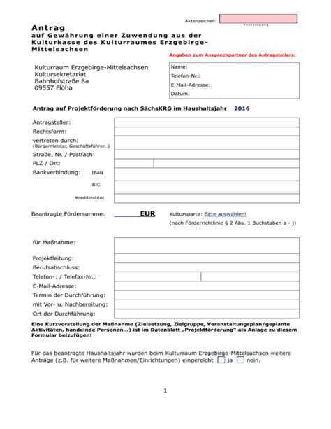 ANTRAG auf Projektförderung Kulturraum Erzgebirge