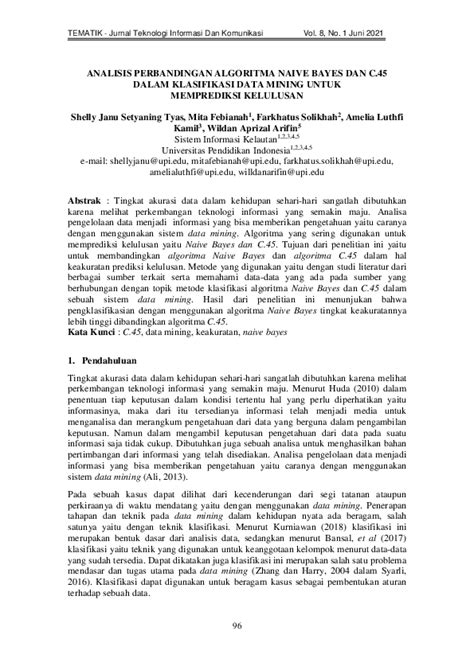 pdf analisis perbandingan algoritma naive bayes dan c 45 dalam klasifikasi data mining untuk