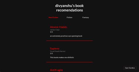 Divs Books Codesandbox