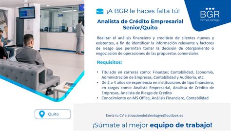Nuevas oportunidades de empleo Analista de Crédito Empresarial