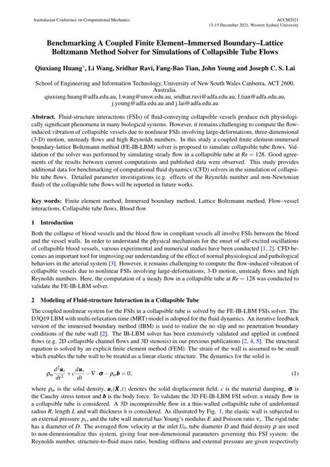pdf benchmarking a coupled finite element immersed boundary lattice boltzmann method solver