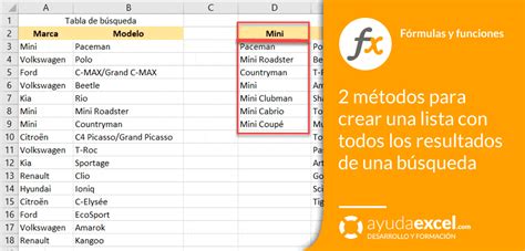 Cómo crear una lista con todos los resultados de una búsqueda Ayuda Excel