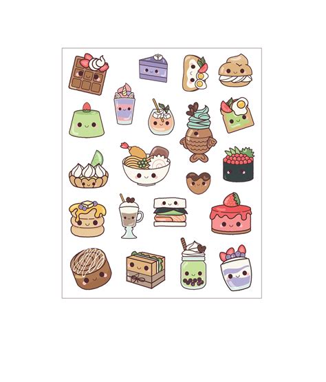 Kawaii Food Sticker Sheets Planner Stickers Etsy Ireland