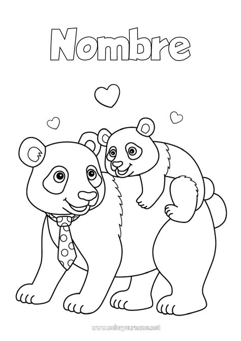 Nº de colorear 2111 Llevar Papá Animales