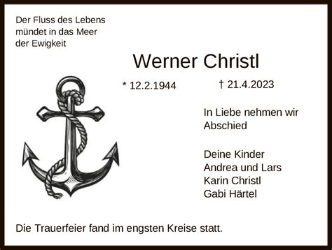 Traueranzeigen Von Werner Christl Trauer HNA De