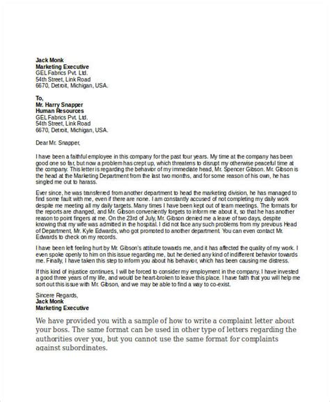 Sample Letter Of Complaint Unfair Treatment