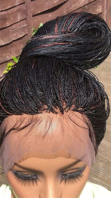 Ready To Shipbraided Wig Micro Needle Lace 360 Frontal Micro Etsy Micro Braids Human Hair