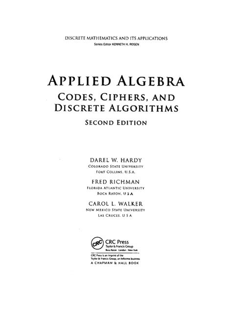 applied algebra codes ciphers and discrete algorithms pdf theoretical computer science