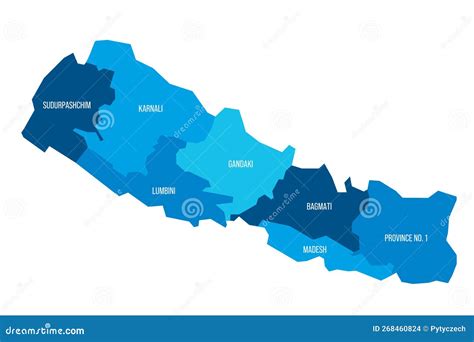 Nepal Political Map Of Administrative Divisions Stock Vector
