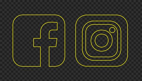 HD Facebook Instagram Yellow Outline Square Icons PNG Citypng