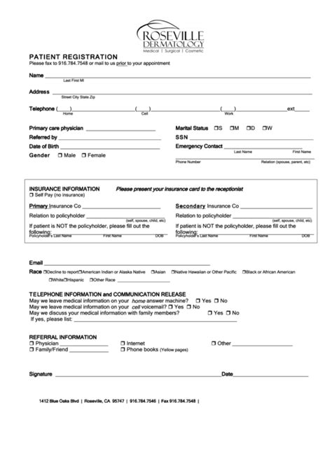 Fillable Patient Registration Form Printable Forms Free Online