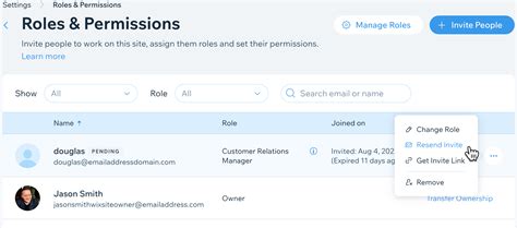 Roles Permissions Inviting People To Collaborate On Your Site Help