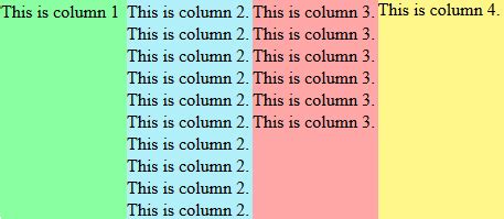 Html How To Design Four Column Layout Using Css Only When Column