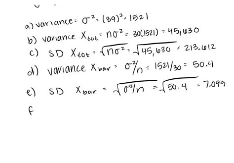 solved a population has a standard deviation of 39 we take a random sample of size 30 from