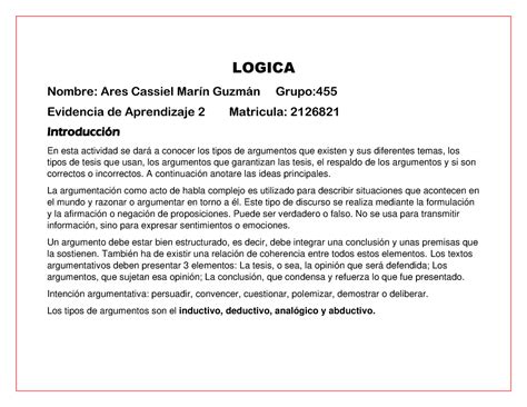 ACMG EV2 Logica tarea LOGICA Nombre Ares Cassiel Marín Guzmán