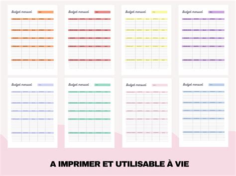 Modèle De Budget Mensuel à Imprimer En Français PDF A4 Et A5 Etsy