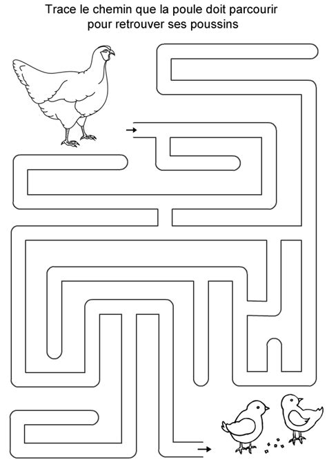 Labyrinthe à imprimer la poule et les poussins Turbulus jeux pour