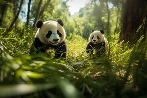 Adorable Panda Cubs In A Bamboo Grove Stock Image Image Of Bear