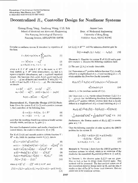 decentralized h sub spl infin controller design for nonlinear systems ieee conference