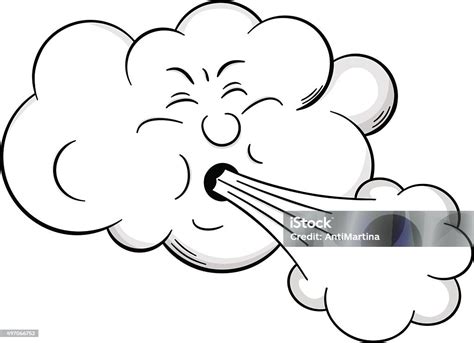Nuage De Dessin Animé Souffle Du Vent Stock Vecteur Libres de Droits