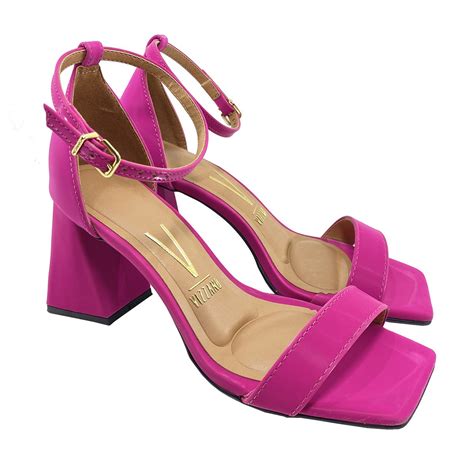 Sandália Vizzano Salto Geométrico Glossy Feminina Pink Rosa