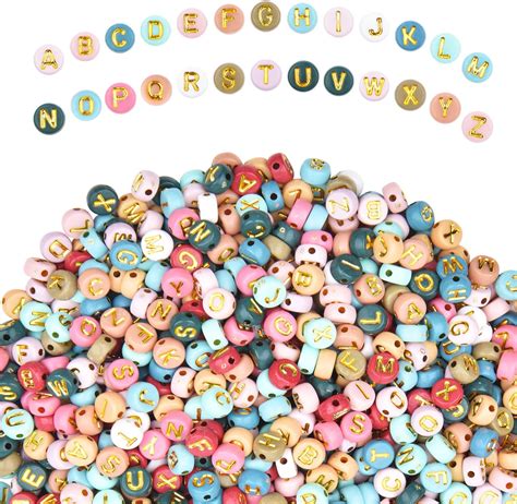 Jewan 1200Pcs Perles pour Bracelet Acrylique Alphabet Lettres Colorées