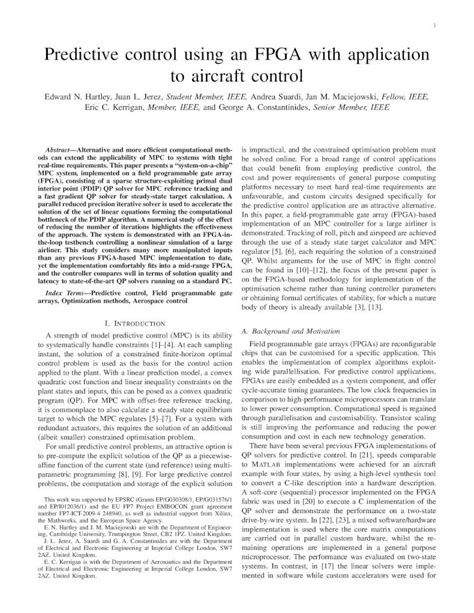 pdf predictive control using an fpga with application to · field programmable gate arrays
