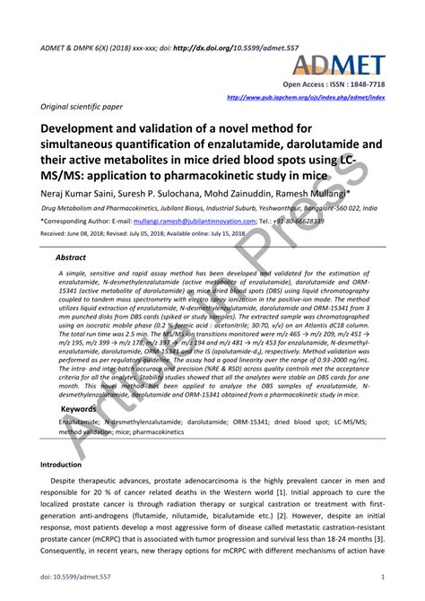 pdf development and validation of a novel method for simultaneous quantification of