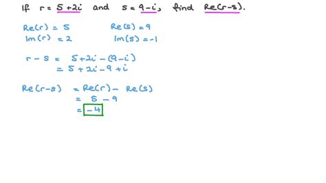 question video finding the real part of the sum or difference of two complex numbers nagwa