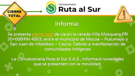 Cierre total en la vía Mocoa Pitalito se mantiene MiPutumayo Noticias