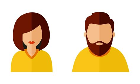 Man And Woman Avatar Profile In Flat Design Male And Female Face Icon