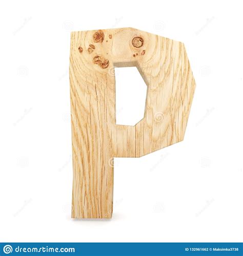 3D Decorative Wooden Alphabet Capital Letter P Stock Illustration