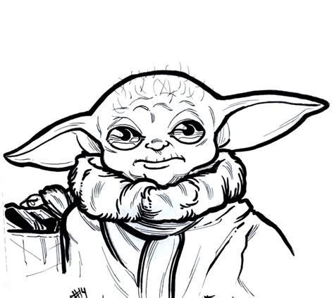 Coloriage Baby Yoda à imprimer sur Wonder day