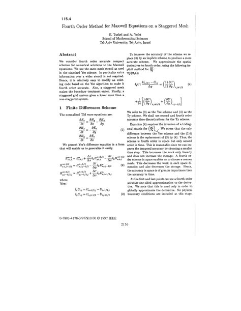 pdf fourth order method for maxwell equations on a staggered mesh