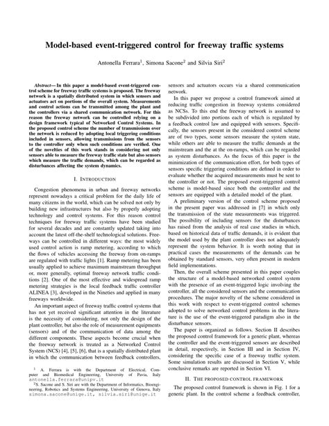 pdf model based event triggered control for freeway traffic system